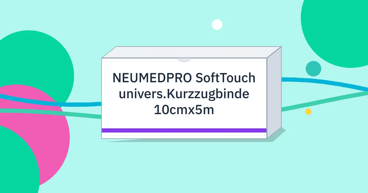 Symbolbild: Packung mit der Aufschrift NEUMEDPRO SoftTouch univers.Kurzzugbinde 10cmx5m (PZN 19554014) – Verfügbarkeit und Bezug in Apotheken in Frankfurt am Main