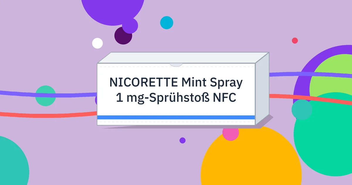 Symbolbild: Packung mit der Aufschrift NICORETTE Mint Spray 1 mg-Sprühstoß NFC (PZN 18215155) – Verfügbarkeit und Bezug in Apotheken in Frankfurt am Main