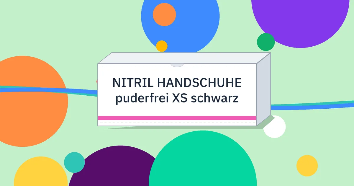 Symbolbild: Packung mit der Aufschrift NITRIL HANDSCHUHE puderfrei XS schwarz (PZN 09617239) – Verfügbarkeit und Bezug in Apotheken in Frankfurt am Main