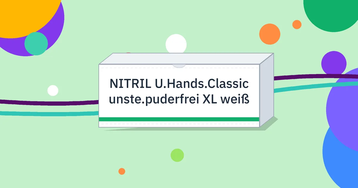 Symbolbild: Packung mit der Aufschrift NITRIL U.Hands.Classic unste.puderfrei XL weiß (PZN 11540248) – Verfügbarkeit und Bezug in Apotheken in Frankfurt am Main