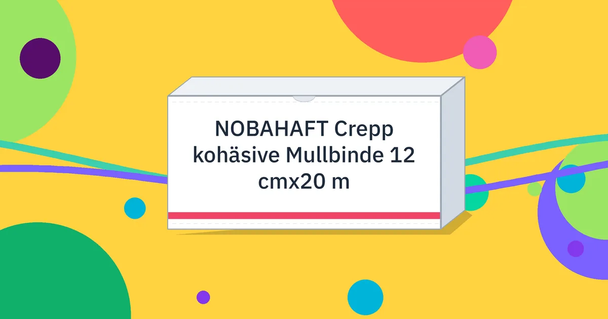 Symbolbild: Packung mit der Aufschrift NOBAHAFT Crepp kohäsive Mullbinde 12 cmx20 m (PZN 16028331) – Verfügbarkeit und Bezug in Apotheken in Frankfurt am Main