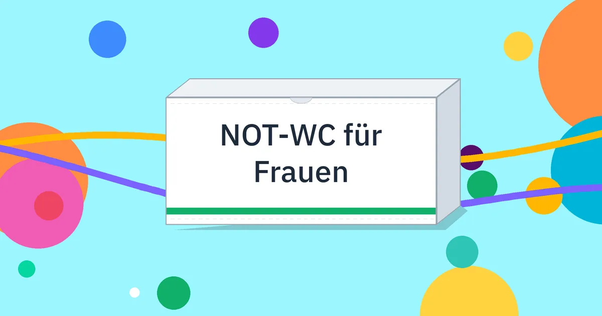Symbolbild: Packung mit der Aufschrift NOT-WC für Frauen (PZN 18197374) – Verfügbarkeit und Bezug in Apotheken in Frankfurt am Main