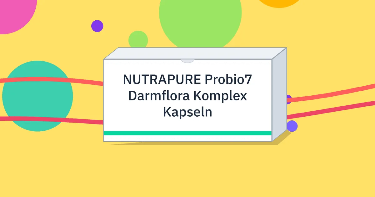 Symbolbild: Packung mit der Aufschrift NUTRAPURE Probio7 Darmflora Komplex Kapseln (PZN 20118577) – Verfügbarkeit und Bezug in Apotheken in Frankfurt am Main