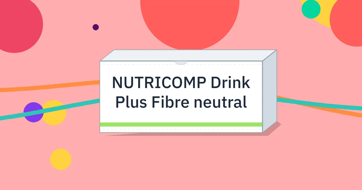 Symbolbild: Packung mit der Aufschrift NUTRICOMP Drink Plus Fibre neutral (PZN 11139600) – Verfügbarkeit und Bezug in Apotheken in Frankfurt am Main