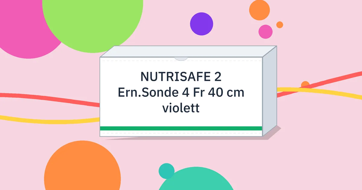 Symbolbild: Packung mit der Aufschrift NUTRISAFE 2 Ern.Sonde 4 Fr 40 cm violett (PZN 06847482) – Verfügbarkeit und Bezug in Apotheken in Frankfurt am Main