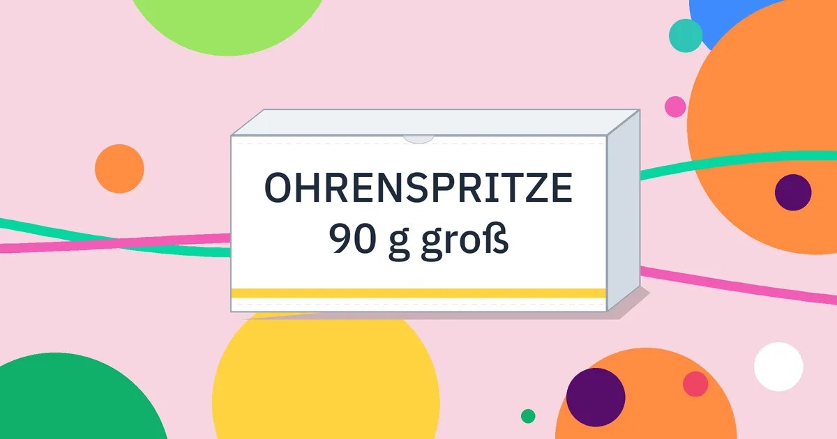 Symbolbild: Packung mit der Aufschrift OHRENSPRITZE 90 g groß (PZN 04444774) – Verfügbarkeit und Bezug in Apotheken in Frankfurt am Main