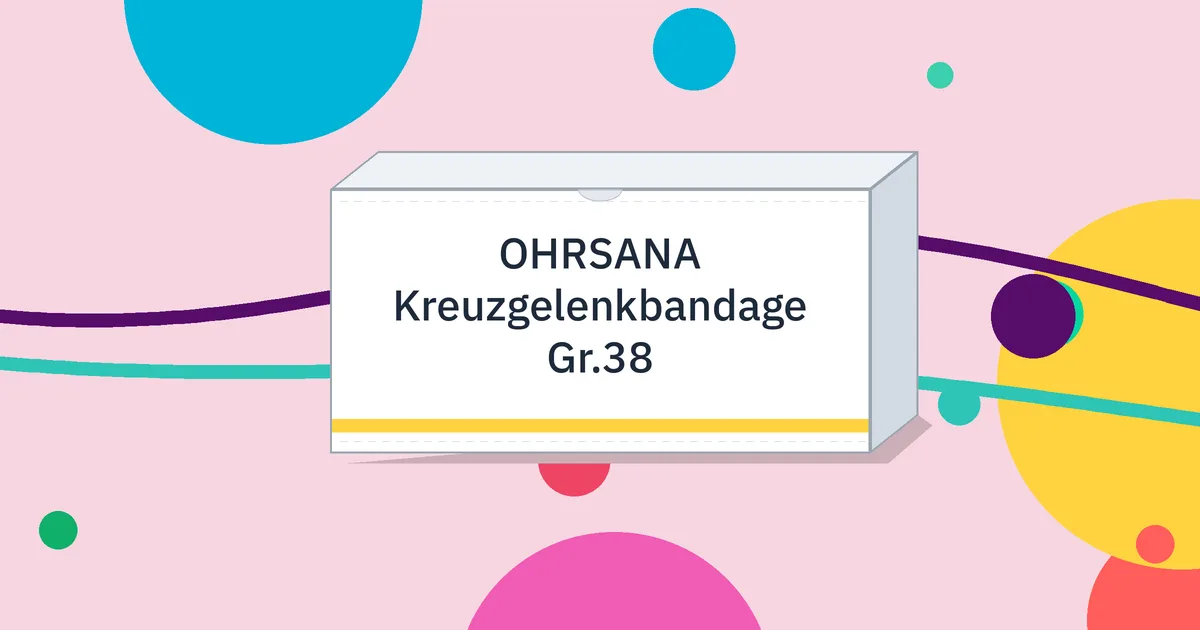 Symbolbild: Packung mit der Aufschrift OHRSANA Kreuzgelenkbandage Gr.38 (PZN 02670058) – Verfügbarkeit und Bezug in Apotheken in Frankfurt am Main