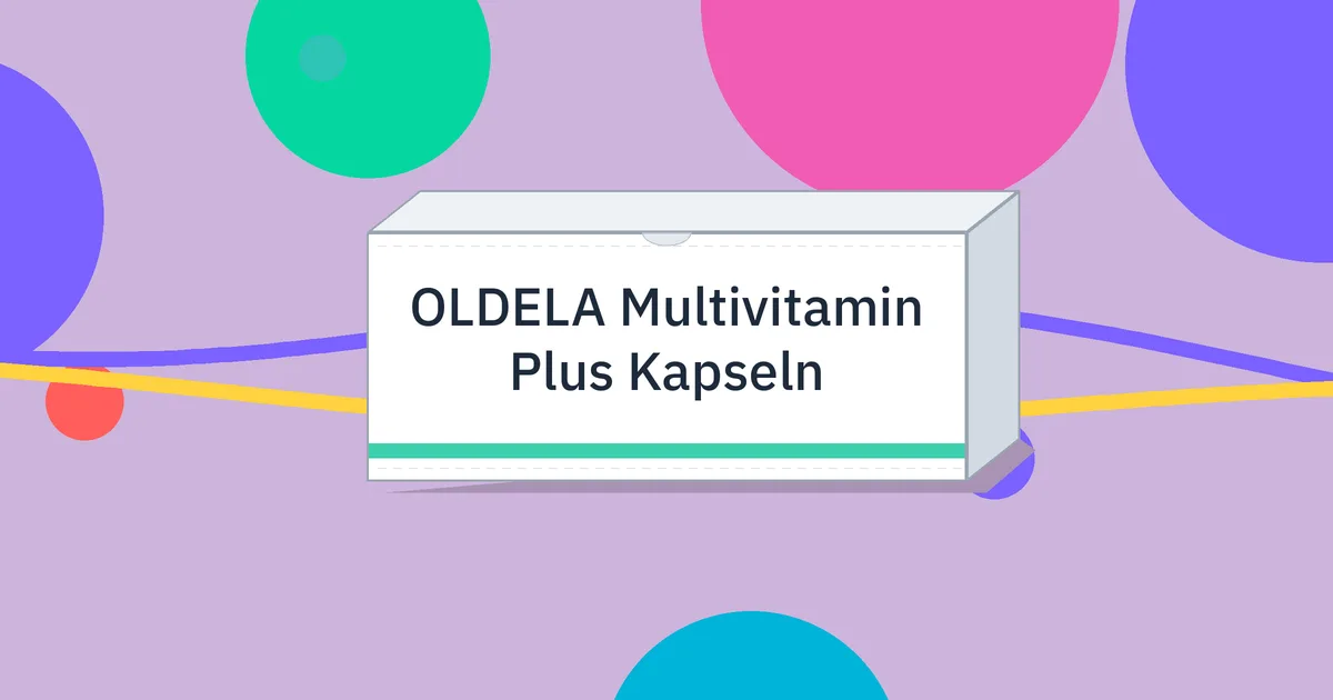 Symbolbild: Packung mit der Aufschrift OLDELA Multivitamin Plus Kapseln (PZN 20538492) – Verfügbarkeit und Bezug in Apotheken in Frankfurt am Main