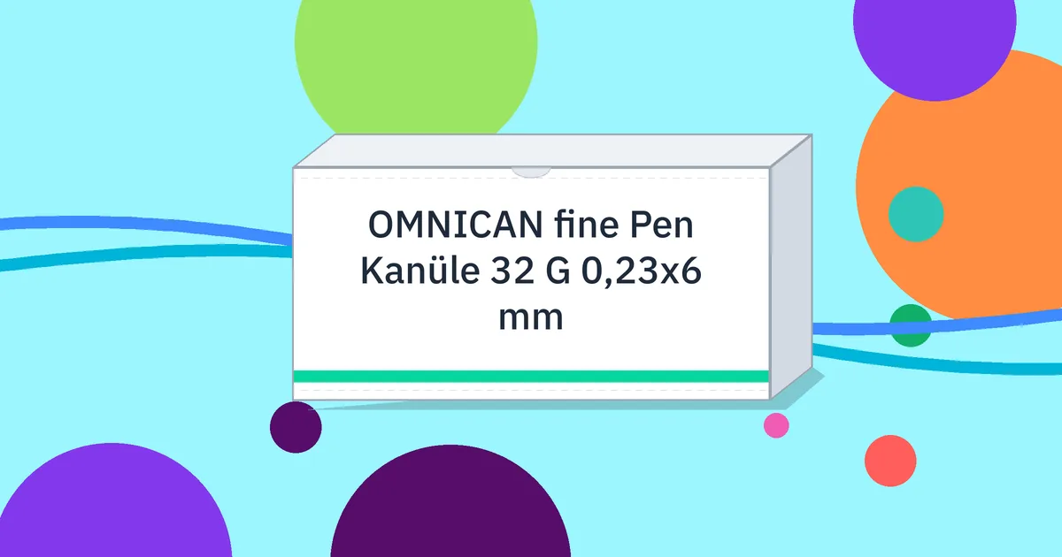 Symbolbild: Packung mit der Aufschrift OMNICAN fine Pen Kanüle 32 G 0,23x6 mm (PZN 19452839) – Verfügbarkeit und Bezug in Apotheken in Frankfurt am Main