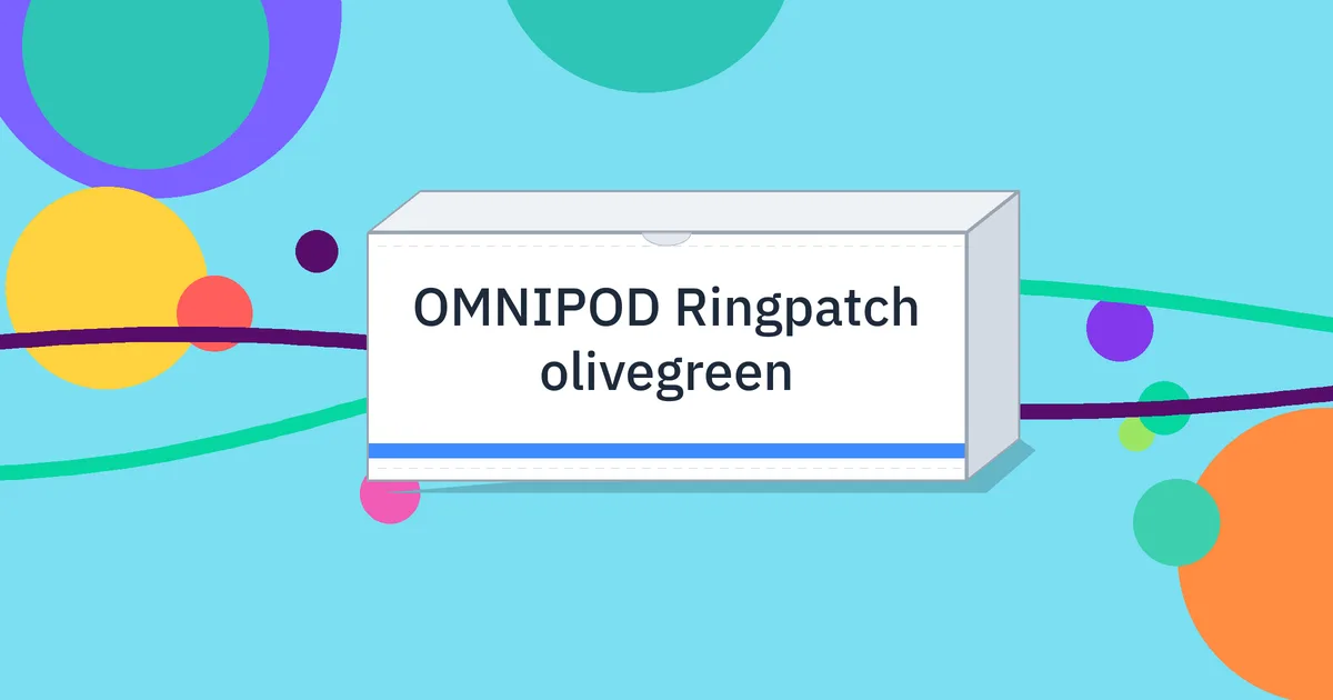 Symbolbild: Packung mit der Aufschrift OMNIPOD Ringpatch olivegreen (PZN 19868623) – Verfügbarkeit und Bezug in Apotheken in Frankfurt am Main