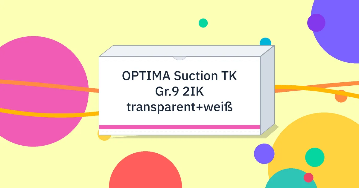 Symbolbild: Packung mit der Aufschrift OPTIMA Suction TK Gr.9 2IK transparent+weiß (PZN 10287942) – Verfügbarkeit und Bezug in Apotheken in Frankfurt am Main