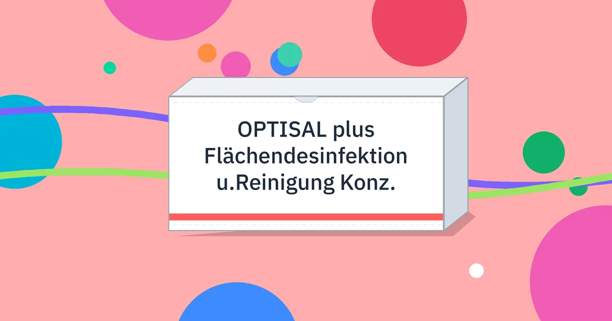 Symbolbild: Packung mit der Aufschrift OPTISAL plus Flächendesinfektion u.Reinigung Konz. (PZN 18453564) – Verfügbarkeit und Bezug in Apotheken in Frankfurt am Main