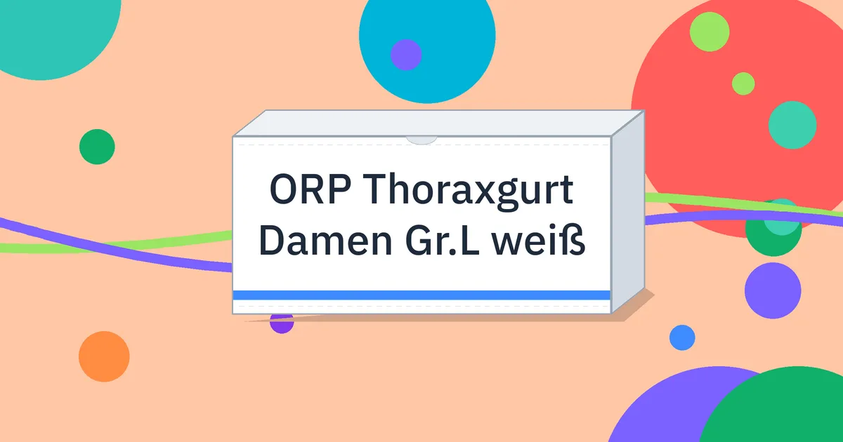 Symbolbild: Packung mit der Aufschrift ORP Thoraxgurt Damen Gr.L weiß (PZN 04903064) – Verfügbarkeit und Bezug in Apotheken in Frankfurt am Main