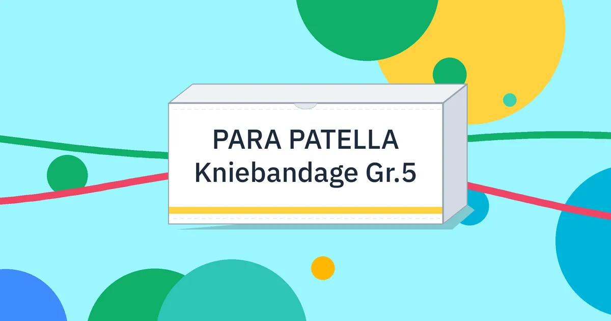 Symbolbild: Packung mit der Aufschrift PARA PATELLA Kniebandage Gr.5 (PZN 03754219) – Verfügbarkeit und Bezug in Apotheken in Frankfurt am Main