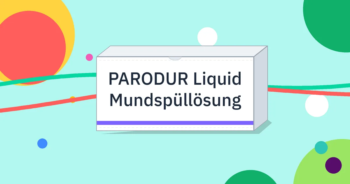 Symbolbild: Packung mit der Aufschrift PARODUR Liquid Mundspüllösung (PZN 09735499) – Verfügbarkeit und Bezug in Apotheken in Frankfurt am Main
