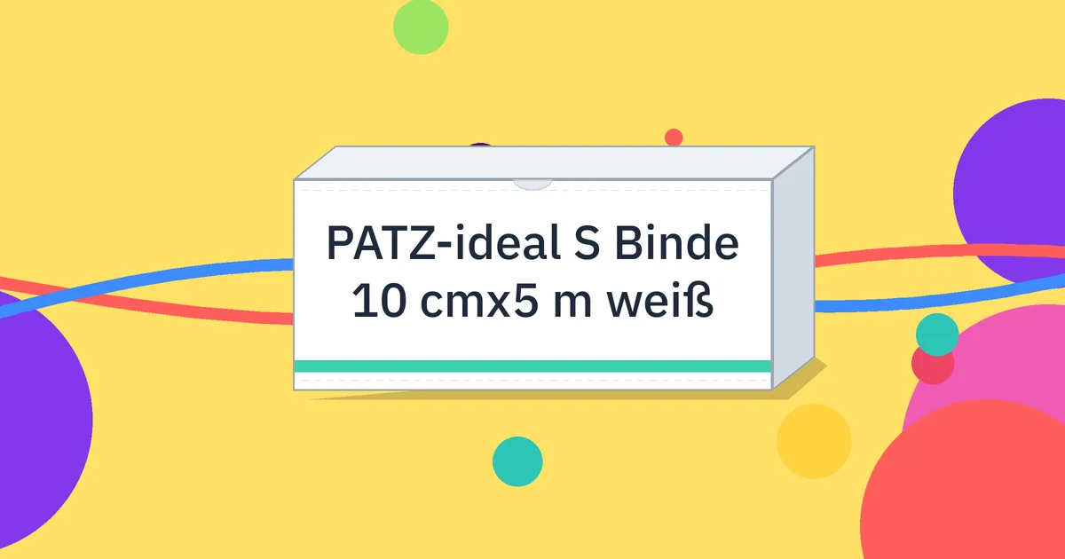 Symbolbild: Packung mit der Aufschrift PATZ-ideal S Binde 10 cmx5 m weiß (PZN 06814175) – Verfügbarkeit und Bezug in Apotheken in Frankfurt am Main