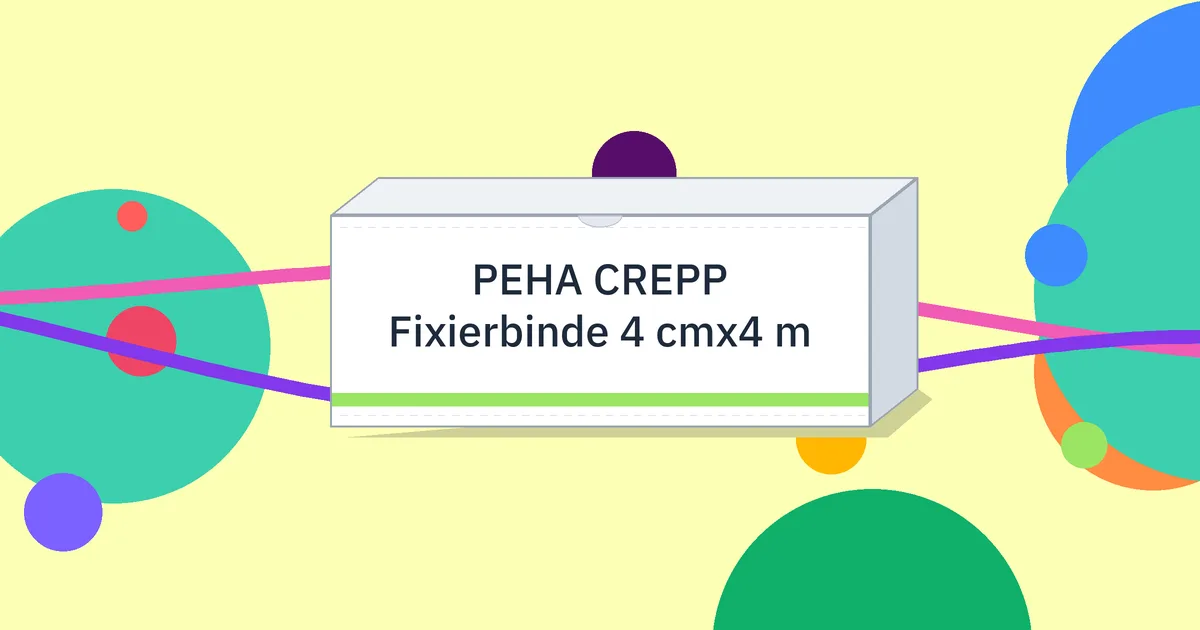 Symbolbild: Packung mit der Aufschrift PEHA CREPP Fixierbinde 4 cmx4 m (PZN 03664545) – Verfügbarkeit und Bezug in Apotheken in Frankfurt am Main