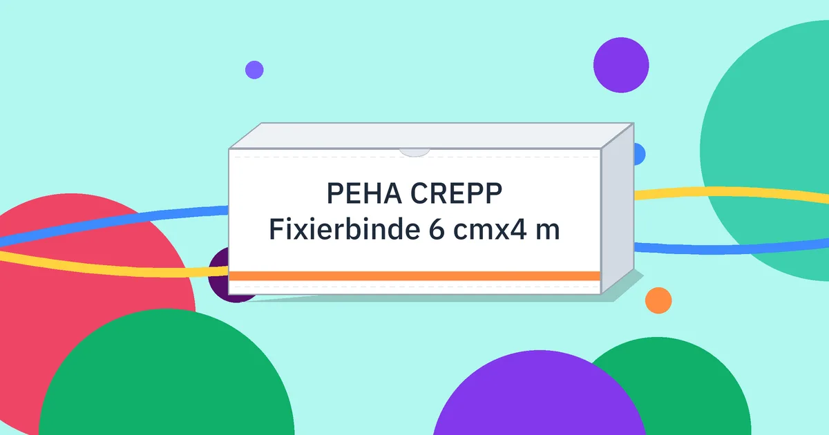 Symbolbild: Packung mit der Aufschrift PEHA CREPP Fixierbinde 6 cmx4 m (PZN 03664605) – Verfügbarkeit und Bezug in Apotheken in Frankfurt am Main
