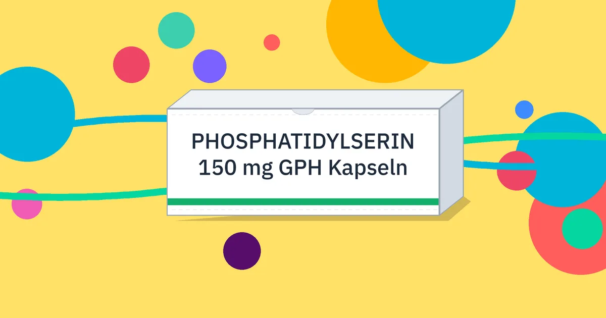 Symbolbild: Packung mit der Aufschrift PHOSPHATIDYLSERIN 150 mg GPH Kapseln (PZN 09323503) – Verfügbarkeit und Bezug in Apotheken in Frankfurt am Main