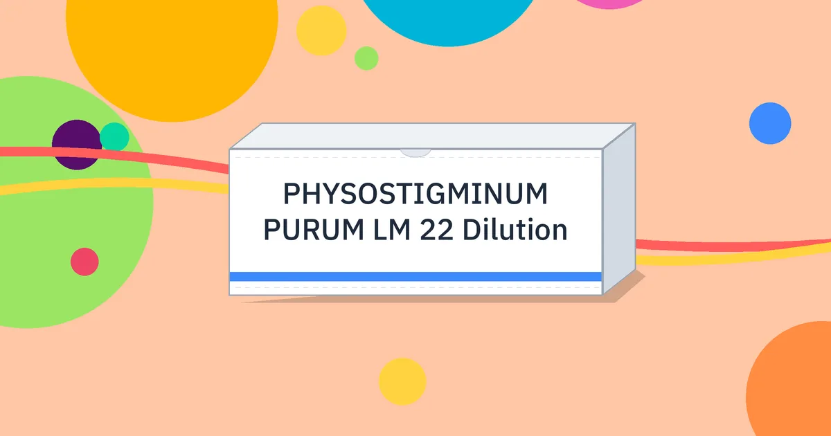 Symbolbild: Packung mit der Aufschrift PHYSOSTIGMINUM PURUM LM 22 Dilution (PZN 13035939) – Verfügbarkeit und Bezug in Apotheken in Frankfurt am Main