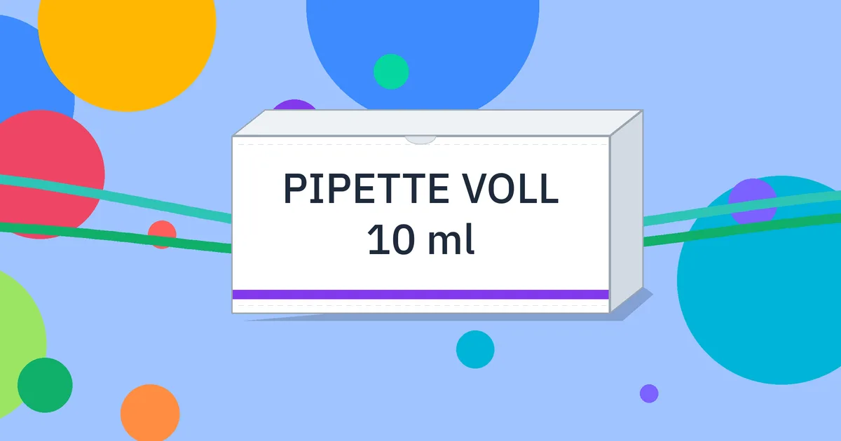 Symbolbild: Packung mit der Aufschrift PIPETTE VOLL 10 ml (PZN 01968318) – Verfügbarkeit und Bezug in Apotheken in Frankfurt am Main