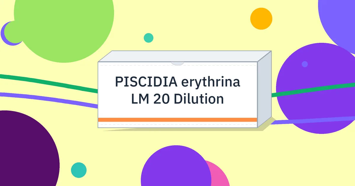 Symbolbild: Packung mit der Aufschrift PISCIDIA erythrina LM 20 Dilution (PZN 13645856) – Verfügbarkeit und Bezug in Apotheken in Frankfurt am Main