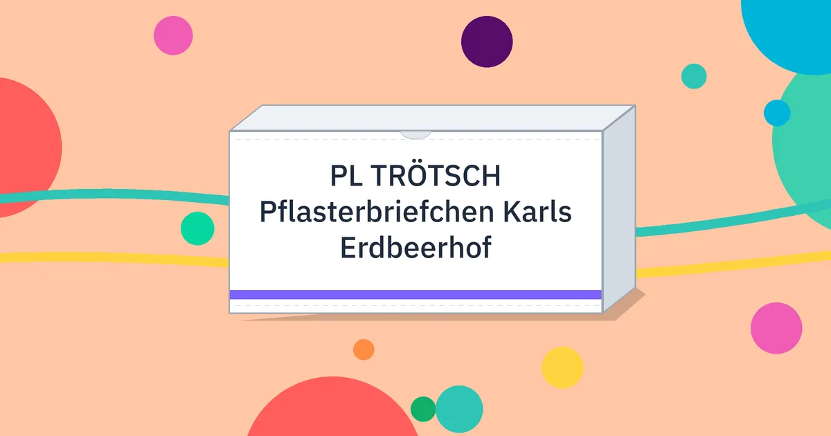 Symbolbild: Packung mit der Aufschrift PL TRÖTSCH Pflasterbriefchen Karls Erdbeerhof (PZN 19889298) – Verfügbarkeit und Bezug in Apotheken in Frankfurt am Main