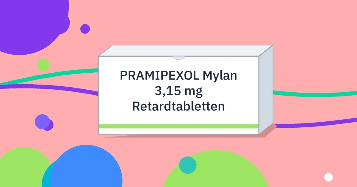 Symbolbild: Packung mit der Aufschrift PRAMIPEXOL Mylan 3,15 mg Retardtabletten (PZN 11095707) – Verfügbarkeit und Bezug in Apotheken in Frankfurt am Main