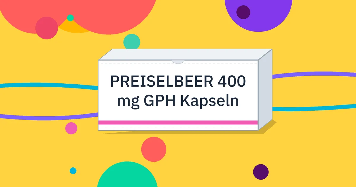 Symbolbild: Packung mit der Aufschrift PREISELBEER 400 mg GPH Kapseln (PZN 06923585) – Verfügbarkeit und Bezug in Apotheken in Frankfurt am Main