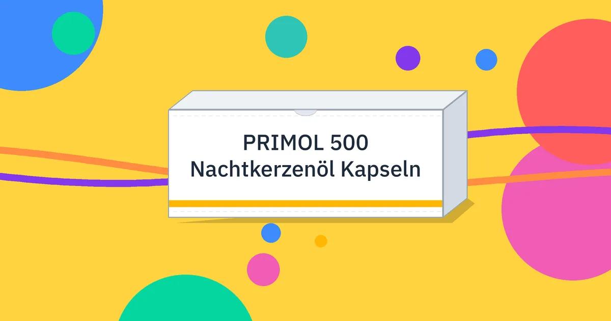 Symbolbild: Packung mit der Aufschrift PRIMOL 500 Nachtkerzenöl Kapseln (PZN 04779428) – Verfügbarkeit und Bezug in Apotheken in Frankfurt am Main