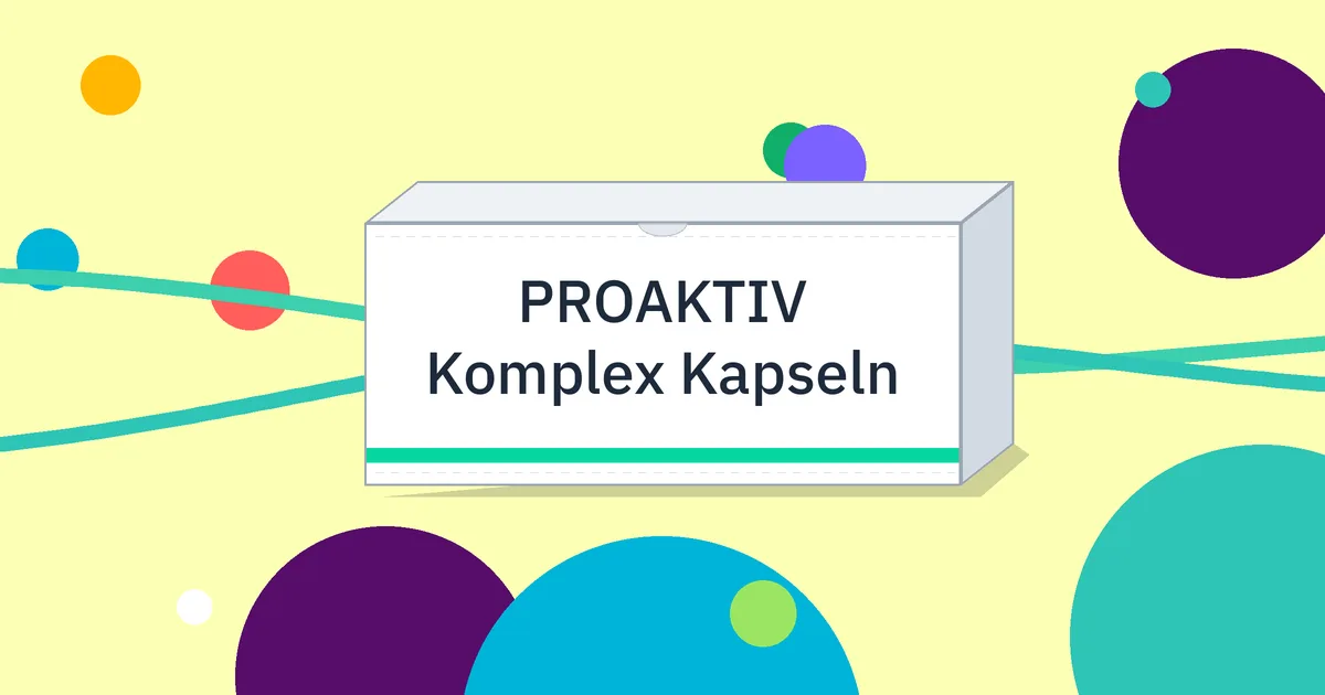 Symbolbild: Packung mit der Aufschrift PROAKTIV Komplex Kapseln (PZN 16876007) – Verfügbarkeit und Bezug in Apotheken in Frankfurt am Main