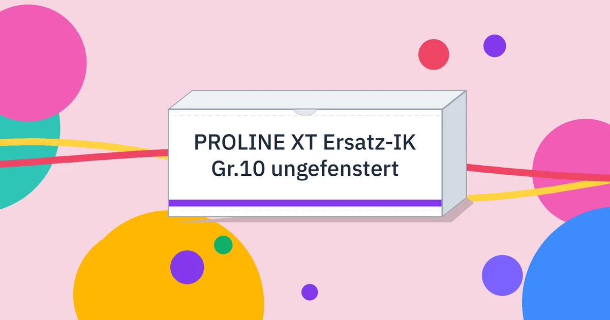 Symbolbild: Packung mit der Aufschrift PROLINE XT Ersatz-IK Gr.10 ungefenstert (PZN 17600112) – Verfügbarkeit und Bezug in Apotheken in Frankfurt am Main