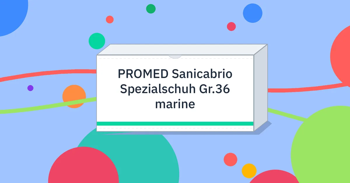 Symbolbild: Packung mit der Aufschrift PROMED Sanicabrio Spezialschuh Gr.36 marine (PZN 19274303) – Verfügbarkeit und Bezug in Apotheken in Frankfurt am Main