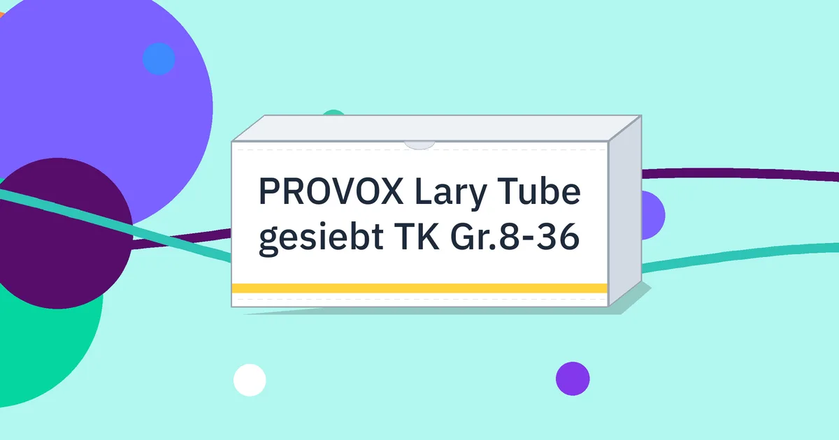 Symbolbild: Packung mit der Aufschrift PROVOX Lary Tube gesiebt TK Gr.8-36 (PZN 02398194) – Verfügbarkeit und Bezug in Apotheken in Frankfurt am Main
