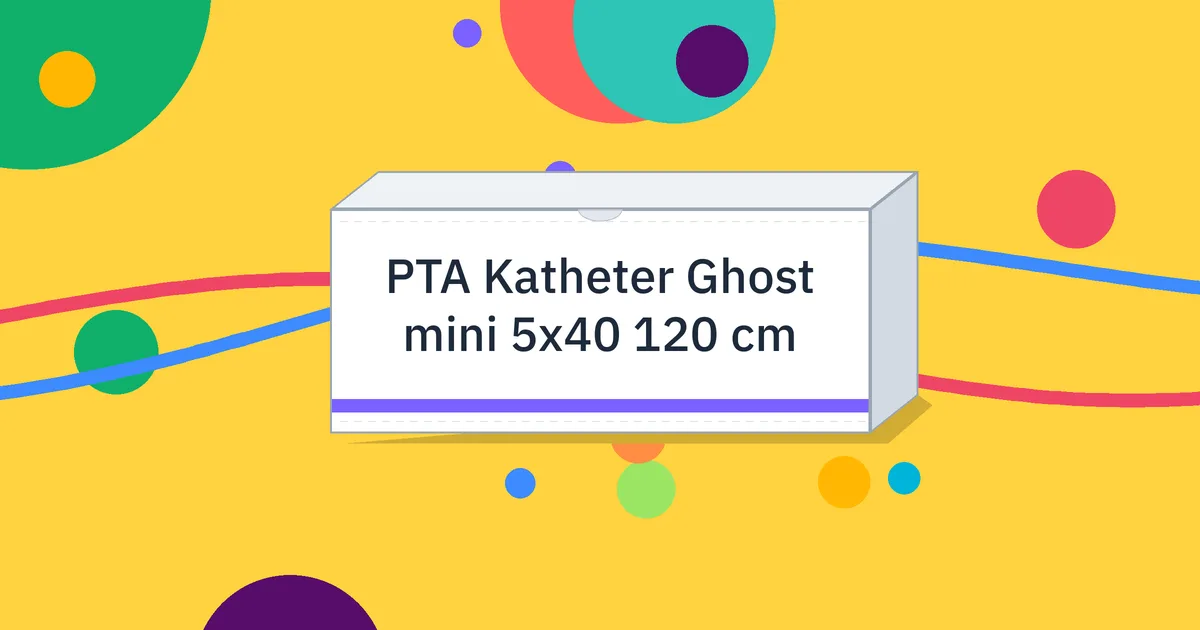 Symbolbild: Packung mit der Aufschrift PTA Katheter Ghost mini 5x40 120 cm (PZN 00142941) – Verfügbarkeit und Bezug in Apotheken in Frankfurt am Main