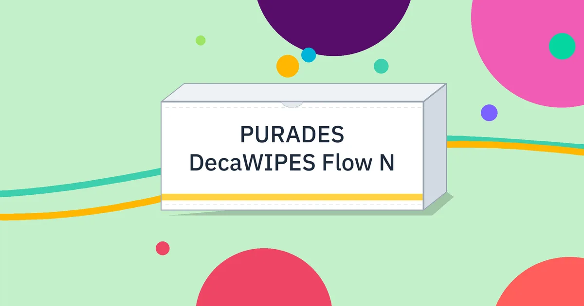 Symbolbild: Packung mit der Aufschrift PURADES DecaWIPES Flow N (PZN 14285584) – Verfügbarkeit und Bezug in Apotheken in Frankfurt am Main