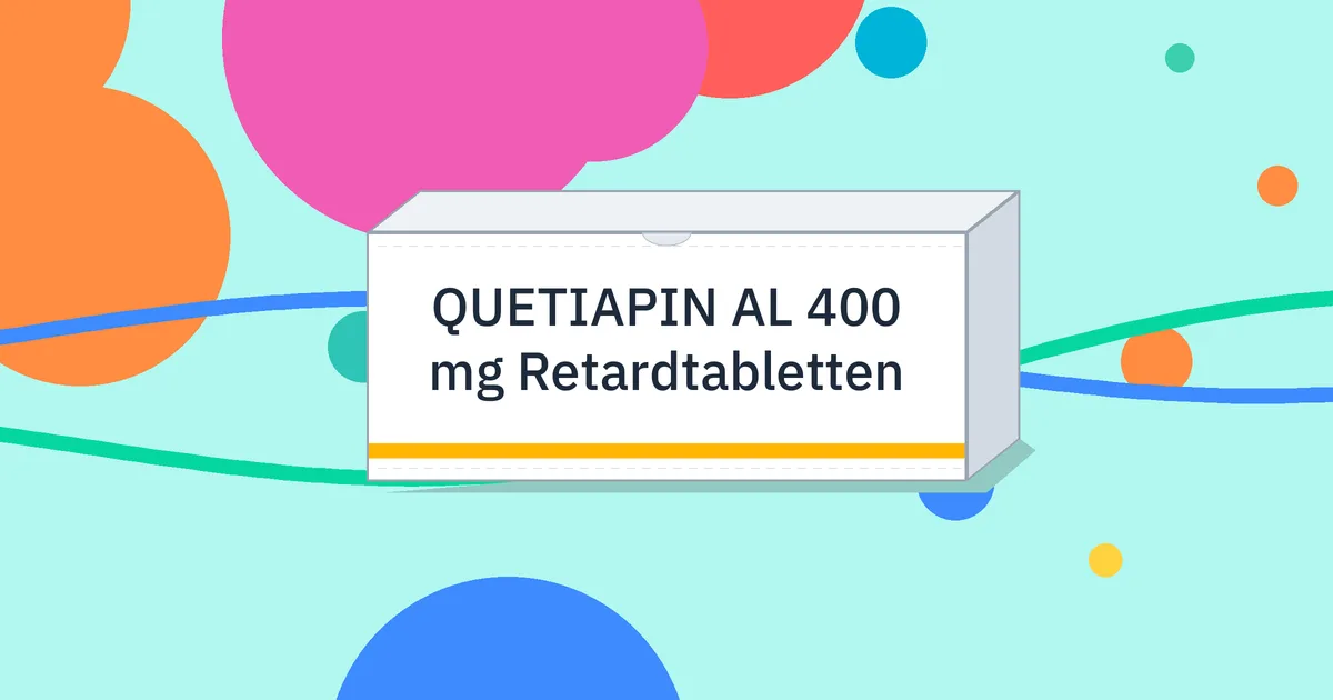 Symbolbild: Packung mit der Aufschrift QUETIAPIN AL 400 mg Retardtabletten (PZN 09745428) – Verfügbarkeit und Bezug in Apotheken in Frankfurt am Main