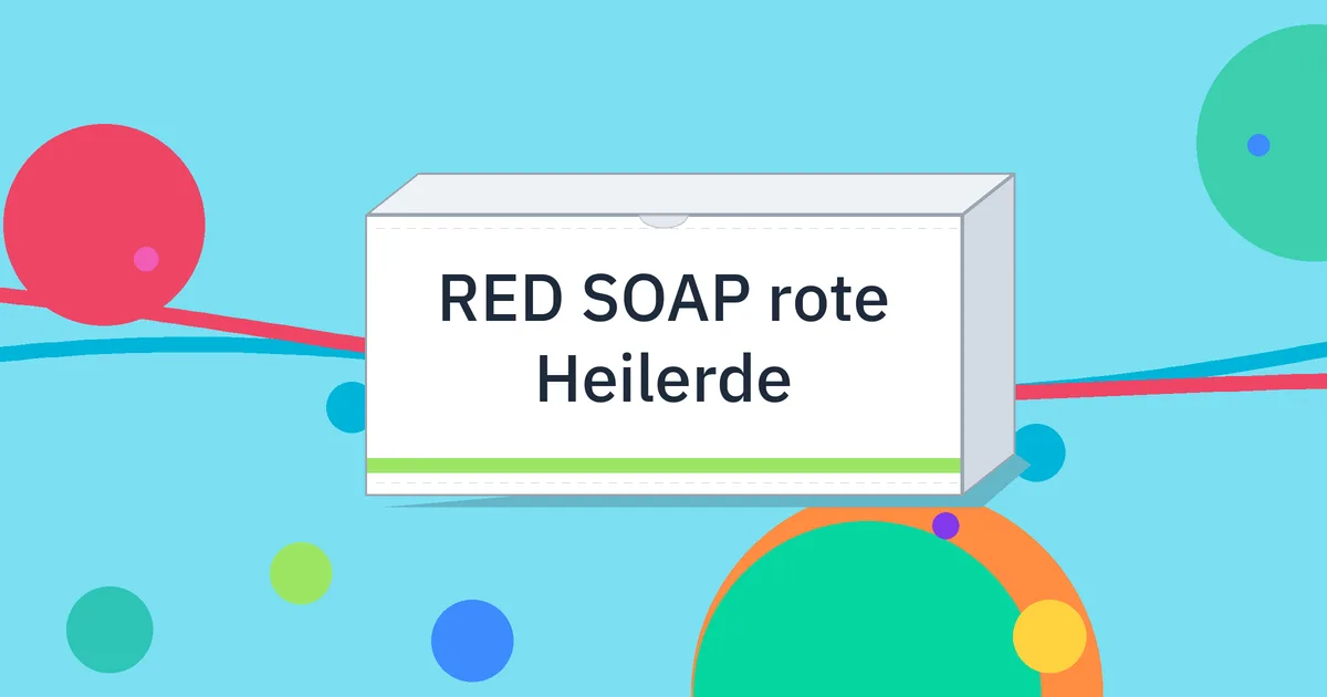 Symbolbild: Packung mit der Aufschrift RED SOAP rote Heilerde (PZN 16332448) – Verfügbarkeit und Bezug in Apotheken in Frankfurt am Main