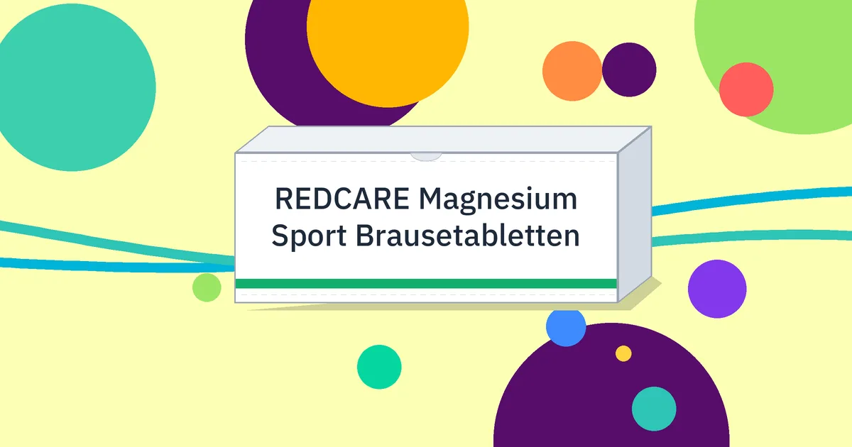 Symbolbild: Packung mit der Aufschrift REDCARE Magnesium Sport Brausetabletten (PZN 19681876) – Verfügbarkeit und Bezug in Apotheken in Frankfurt am Main
