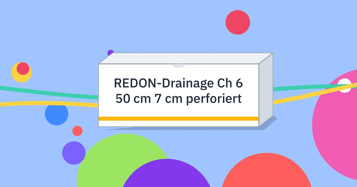 Symbolbild: Packung mit der Aufschrift REDON-Drainage Ch 6 50 cm 7 cm perforiert (PZN 17483600) – Verfügbarkeit und Bezug in Apotheken in Frankfurt am Main