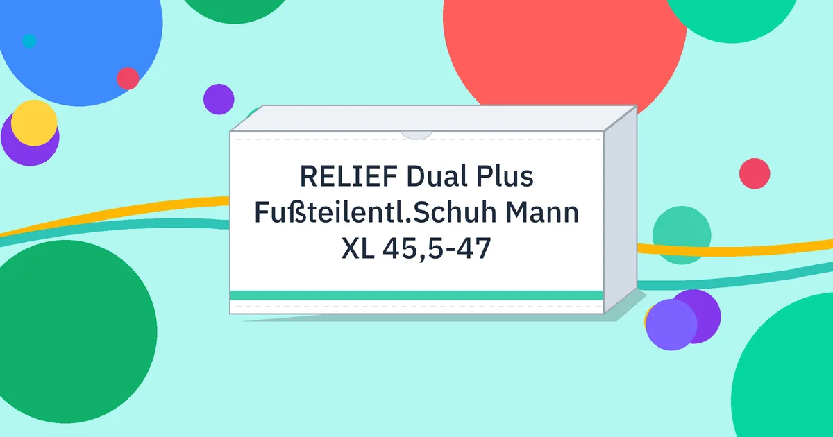 Symbolbild: Packung mit der Aufschrift RELIEF Dual Plus Fußteilentl.Schuh Mann XL 45,5-47 (PZN 16907452) – Verfügbarkeit und Bezug in Apotheken in Frankfurt am Main