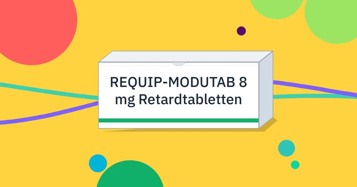 Symbolbild: Packung mit der Aufschrift REQUIP-MODUTAB 8 mg Retardtabletten (PZN 05396681) – Verfügbarkeit und Bezug in Apotheken in Frankfurt am Main
