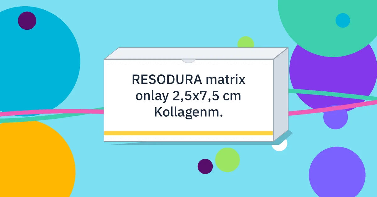 Symbolbild: Packung mit der Aufschrift RESODURA matrix onlay 2,5x7,5 cm Kollagenm. (PZN 14304028) – Verfügbarkeit und Bezug in Apotheken in Frankfurt am Main