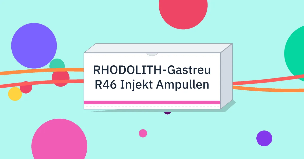 Symbolbild: Packung mit der Aufschrift RHODOLITH-Gastreu R46 Injekt Ampullen (PZN 04628391) – Verfügbarkeit und Bezug in Apotheken in Frankfurt am Main