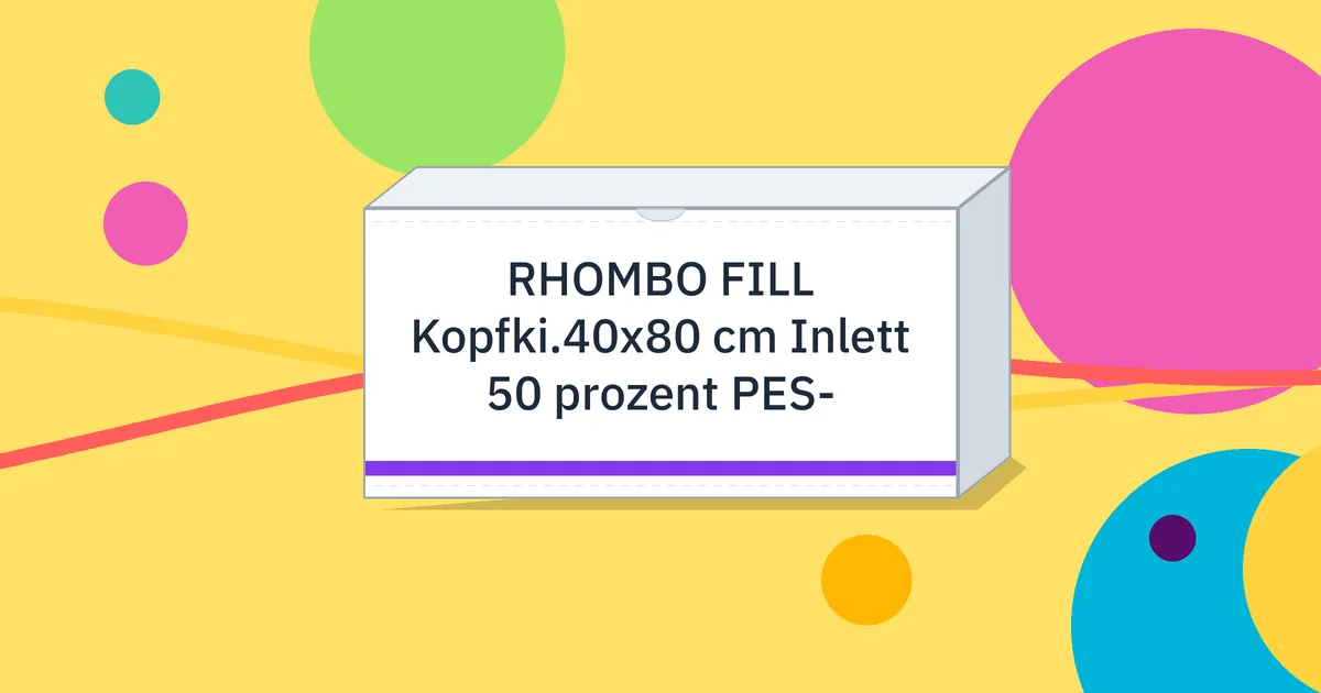 Symbolbild: Packung mit der Aufschrift RHOMBO FILL Kopfki.40x80 cm Inlett 50 prozent PES- (PZN 03947183) – Verfügbarkeit und Bezug in Apotheken in Frankfurt am Main