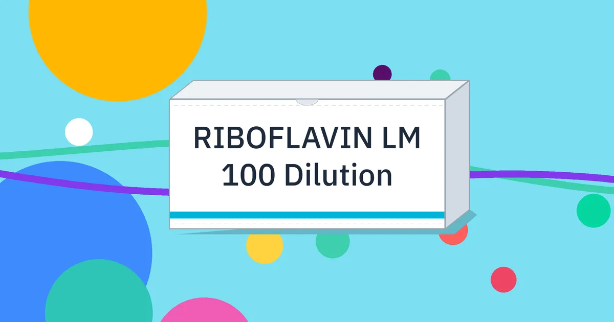 Symbolbild: Packung mit der Aufschrift RIBOFLAVIN LM 100 Dilution (PZN 13054718) – Verfügbarkeit und Bezug in Apotheken in Frankfurt am Main