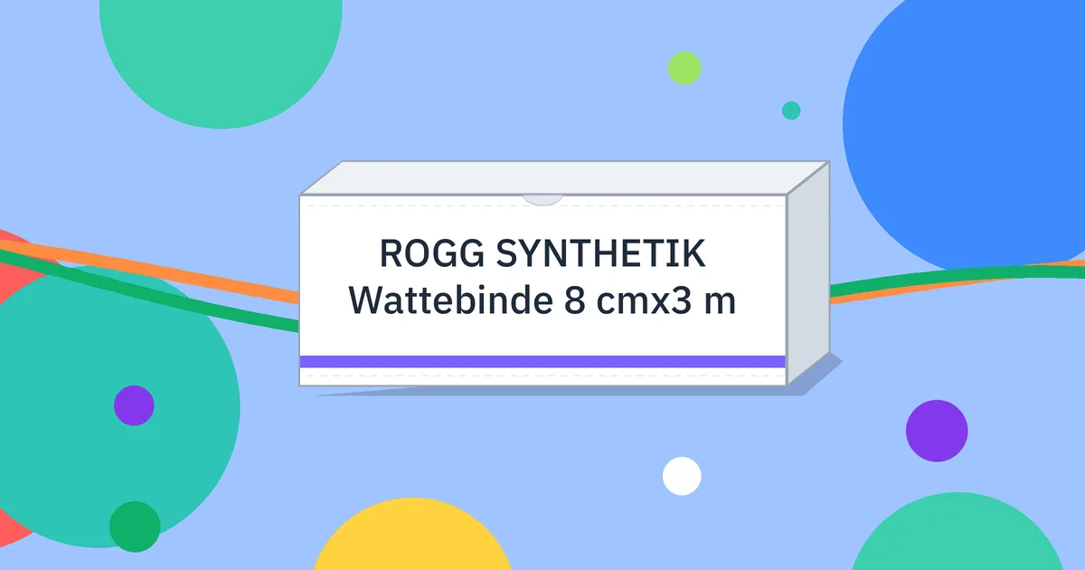 Symbolbild: Packung mit der Aufschrift ROGG SYNTHETIK Wattebinde 8 cmx3 m (PZN 04493005) – Verfügbarkeit und Bezug in Apotheken in Frankfurt am Main