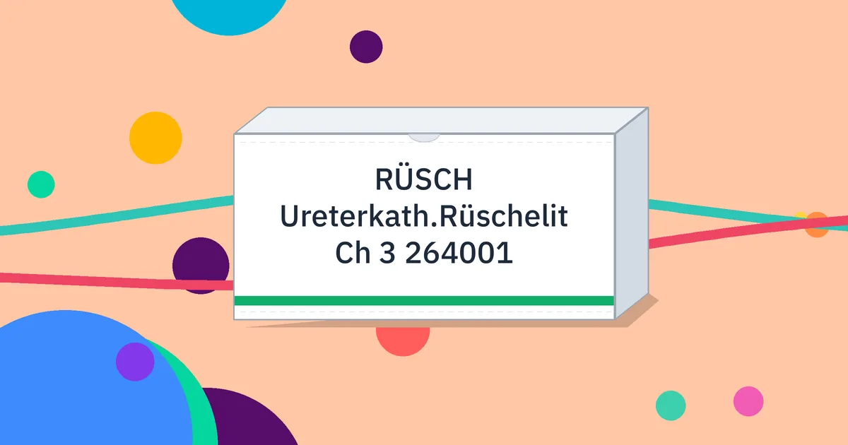 Symbolbild: Packung mit der Aufschrift RÜSCH Ureterkath.Rüschelit Ch 3 264001 (PZN 07398603) – Verfügbarkeit und Bezug in Apotheken in Frankfurt am Main