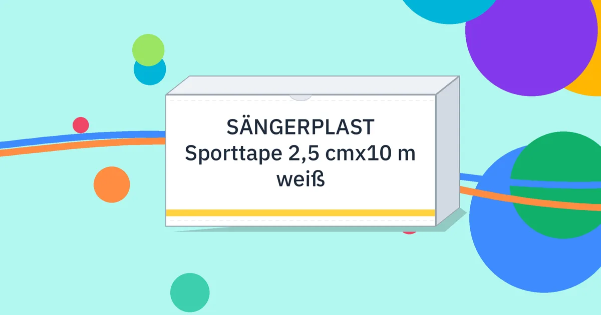 Symbolbild: Packung mit der Aufschrift SÄNGERPLAST Sporttape 2,5 cmx10 m weiß (PZN 03870368) – Verfügbarkeit und Bezug in Apotheken in Frankfurt am Main