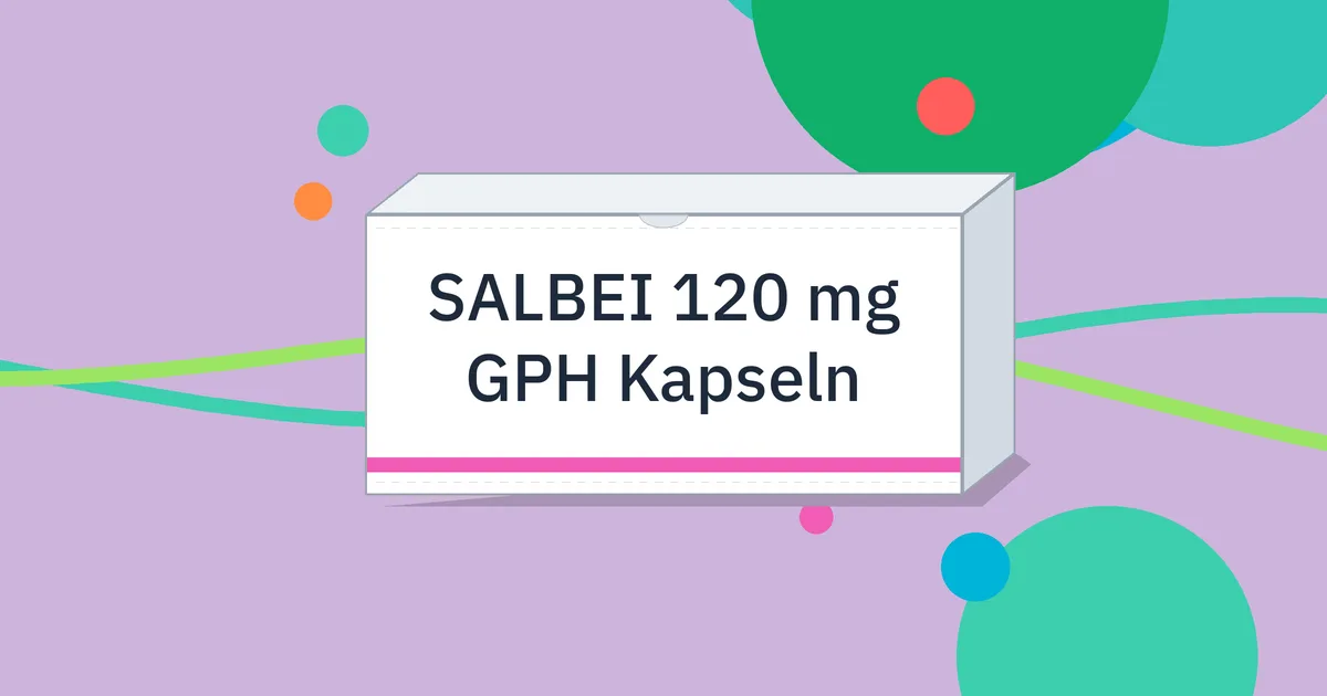 Symbolbild: Packung mit der Aufschrift SALBEI 120 mg GPH Kapseln (PZN 06923361) – Verfügbarkeit und Bezug in Apotheken in Frankfurt am Main
